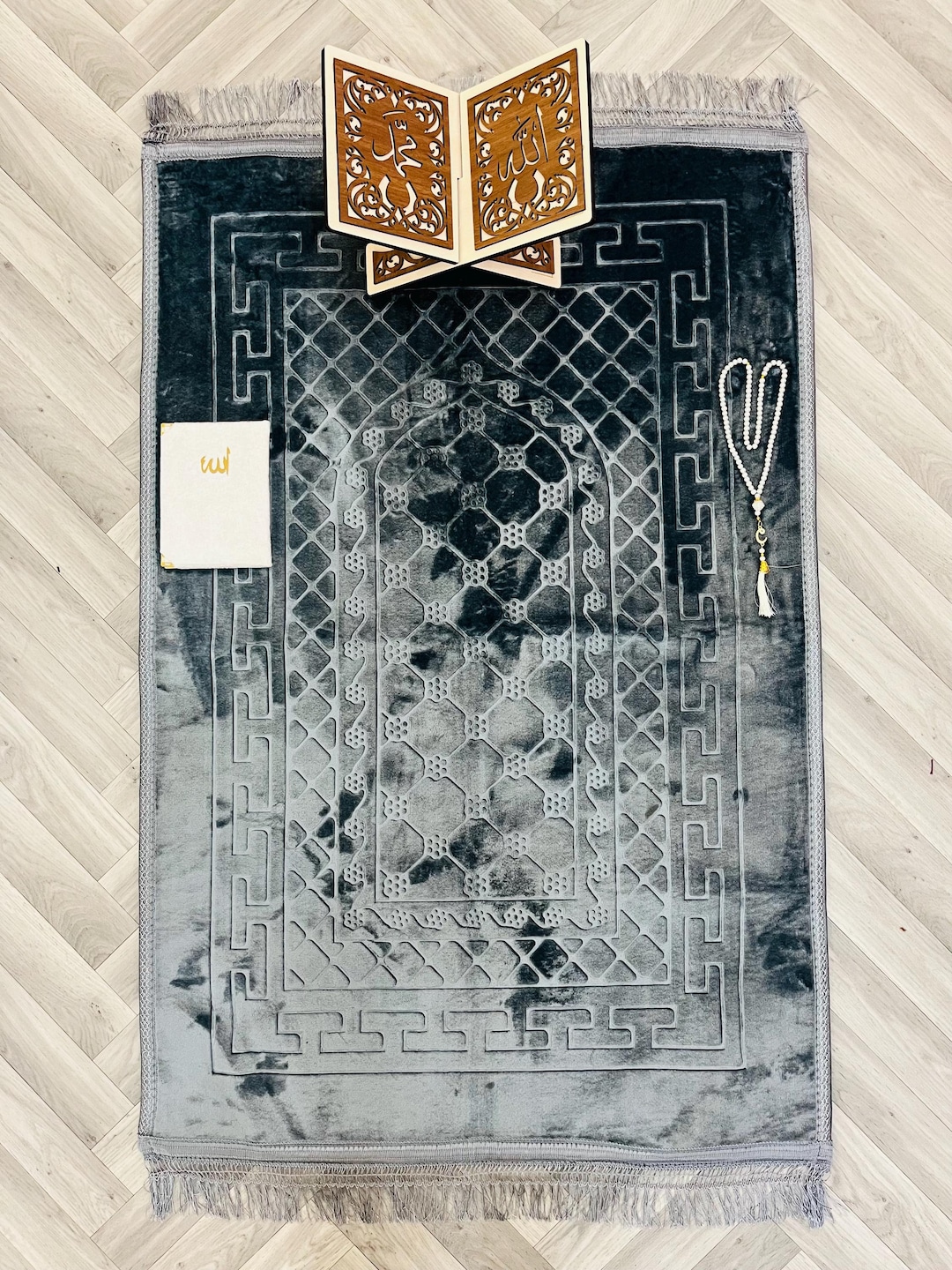 Gray Plush Velvet Prayer Mat: Thick Soft Textured Non-slip Rug - Etsy