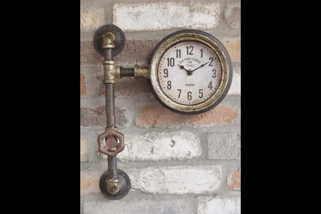 Industrial Wall Clock Rustic Pipe Wall Clock Home Decor Wall Art Retro ...