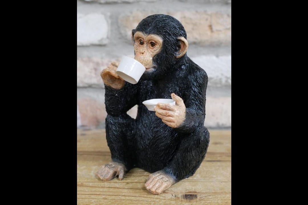 Monkey Ornament Cute Cup of Tea Ape Chimp Figurine Home Decor Gift - Etsy