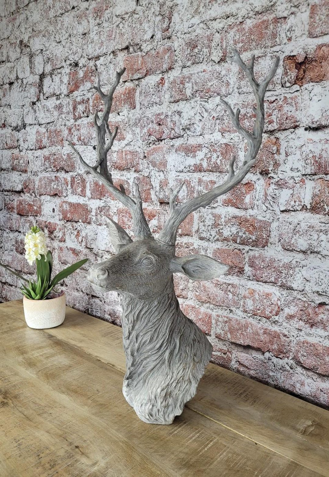 Stag Bust Grey Large Stag Statue Ornament Home Decor - Etsy UK