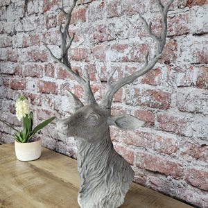 Stag Bust Grey Large Stag Statue Ornament Home Decor - Etsy UK