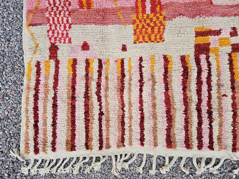 Alfombra marroquí rosa rubor tejida a mano – Alfombra boho de lana ...