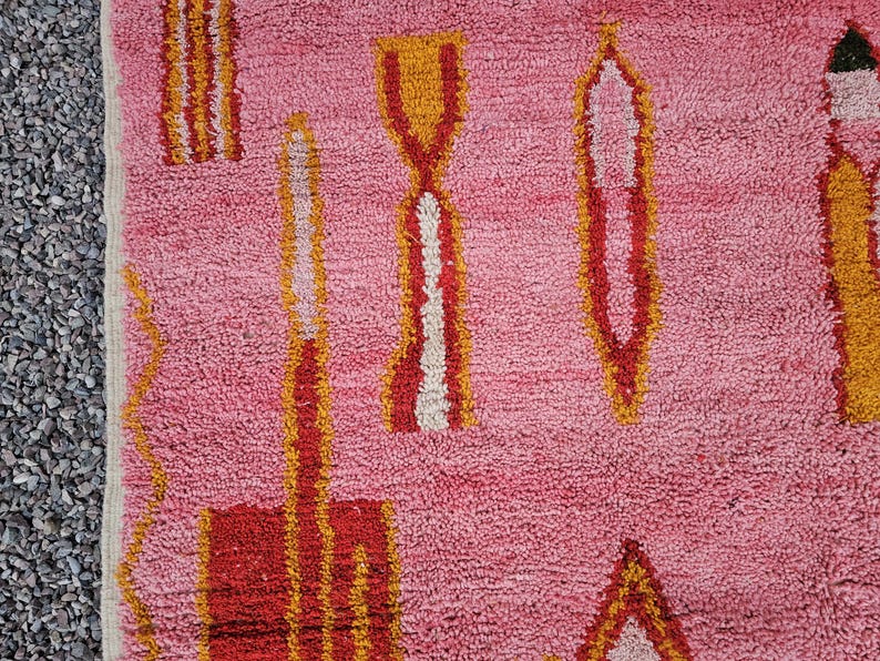 Alfombra marroquí rosa rubor tejida a mano – Alfombra boho de lana ...