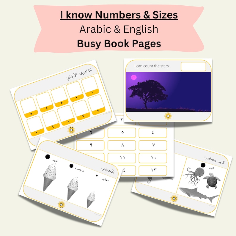 Numbers & Sizes - Arabic/english Bilingual Busy Book Pages عربي - Etsy