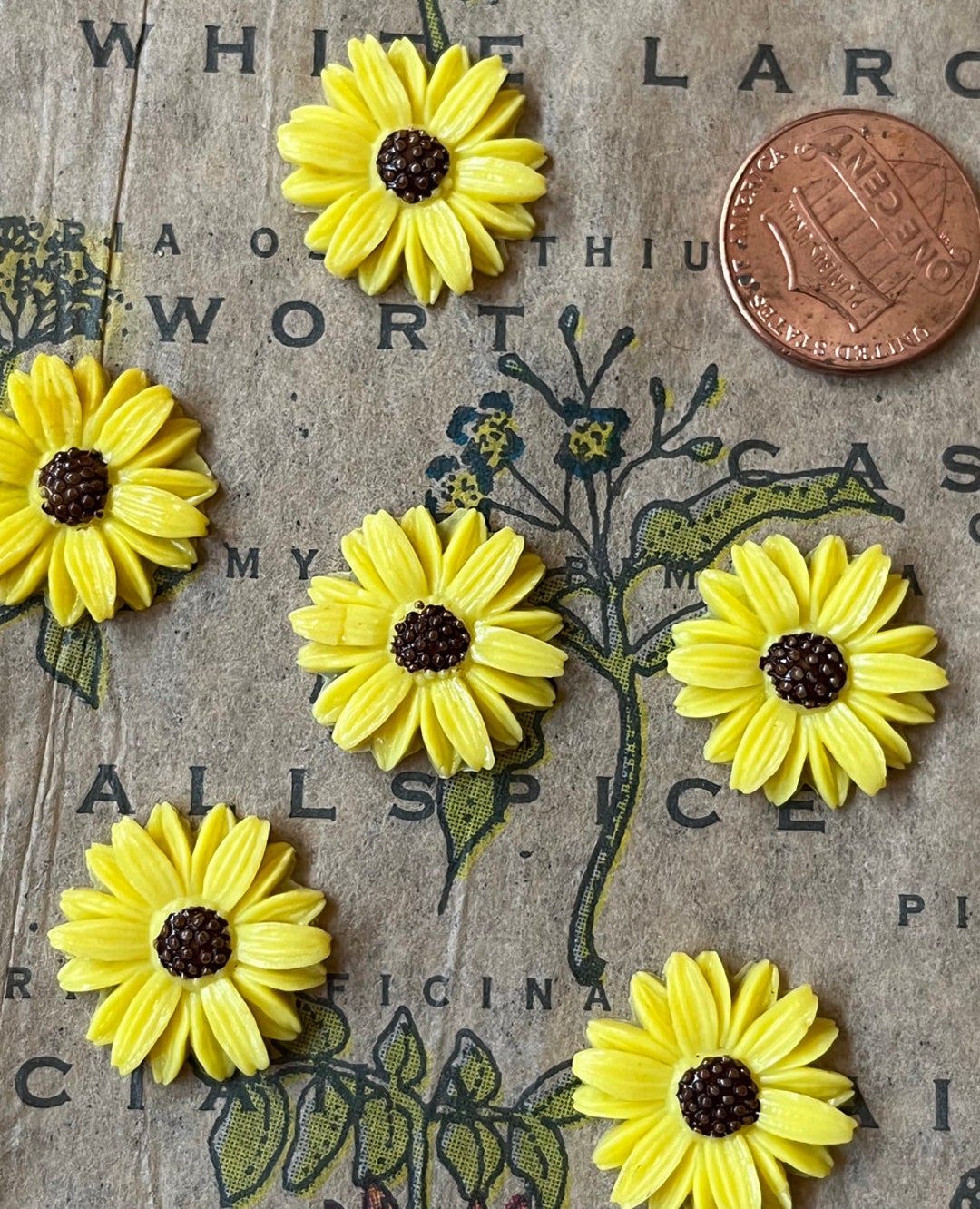 1950's Japan YELLOW DAISY Vintage Authentic Celluloid 20mm - Etsy