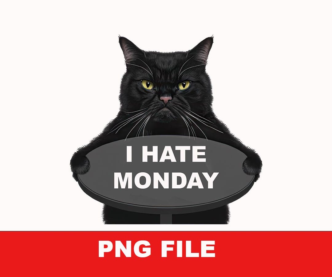 A Black Cat With a Slightly Grumpy Expression, Holding a Sign That ...