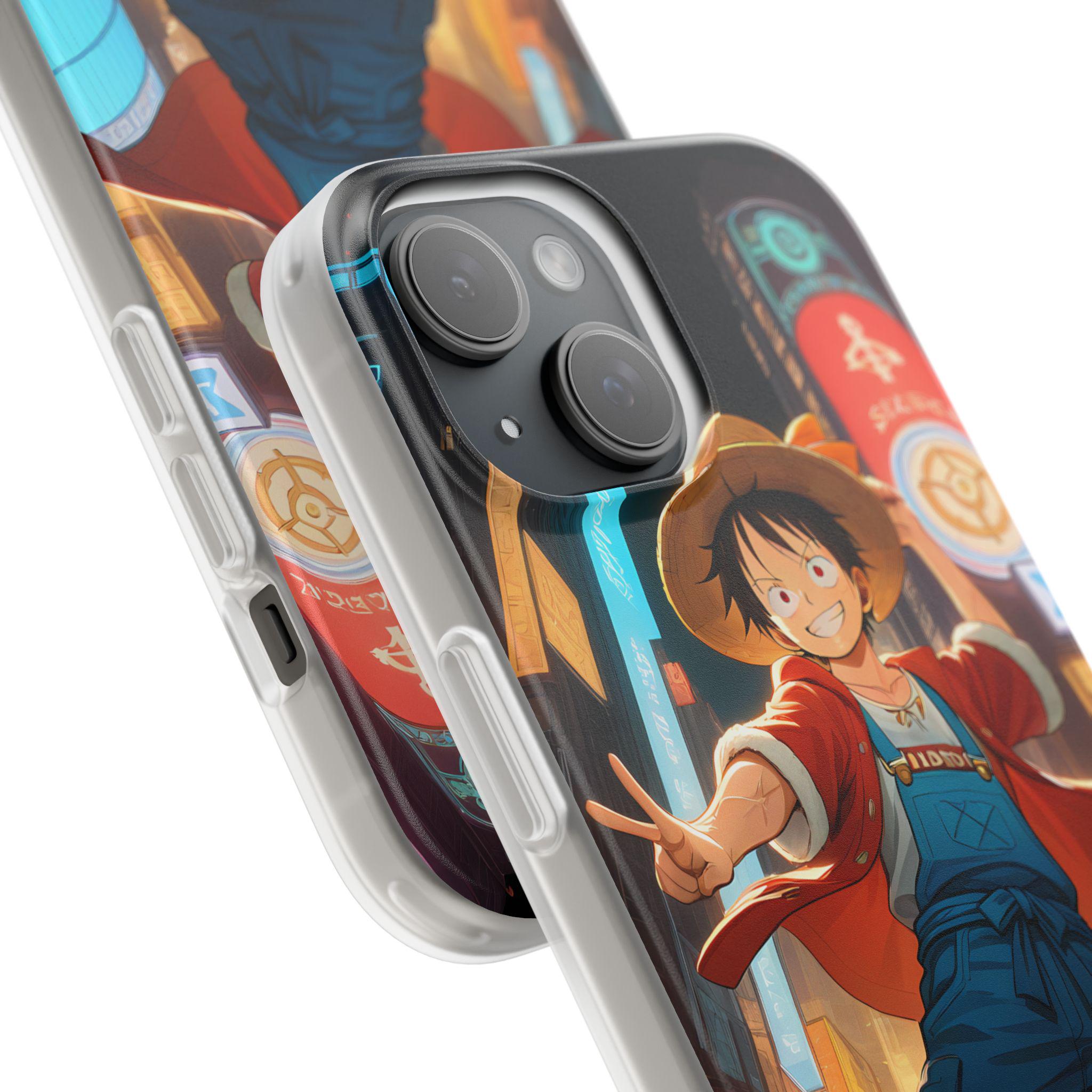 Luffy One Piece Anime Cyberpunk Phone Case for iPhone 16 15 14 13 12 ...