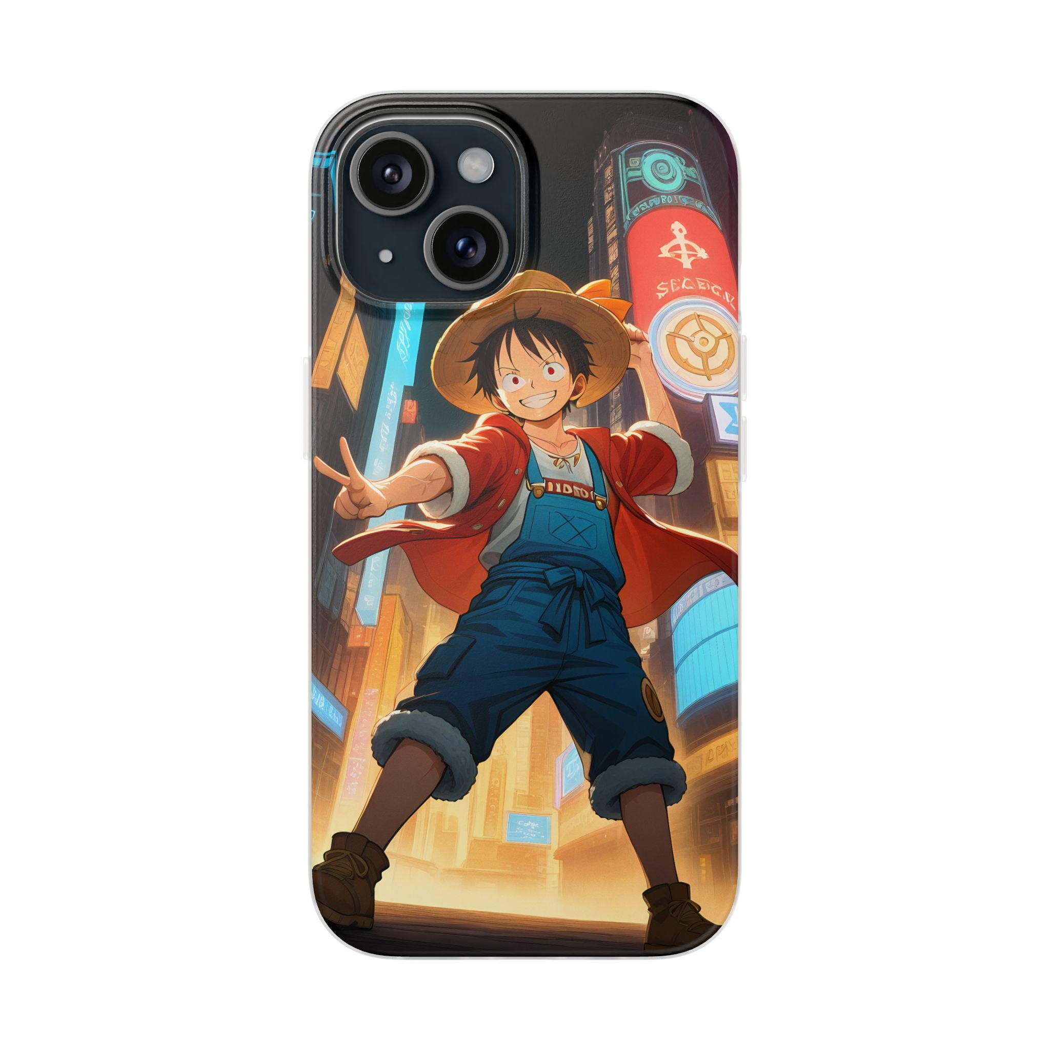 Luffy One Piece Anime Cyberpunk Phone Case for iPhone 16 15 14 13 12 ...