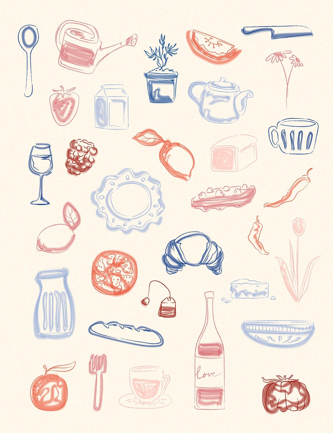 Hand-drawn Cosy Food & Garden Icons: Clipart for Recipes (PNG) - Etsy