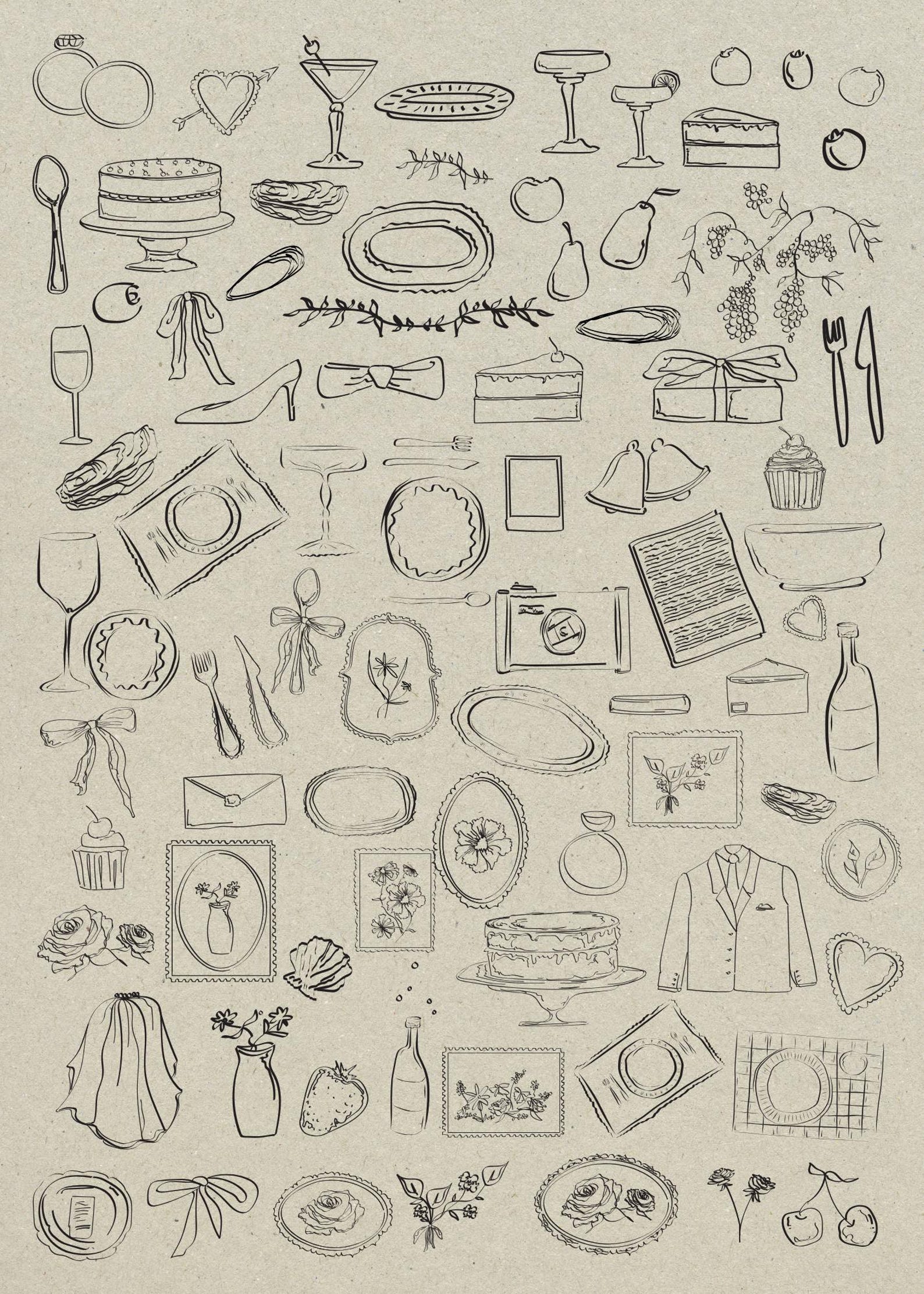 87 Black Minimalist Hand-drawn Event Icons | Customisable Digital Line ...