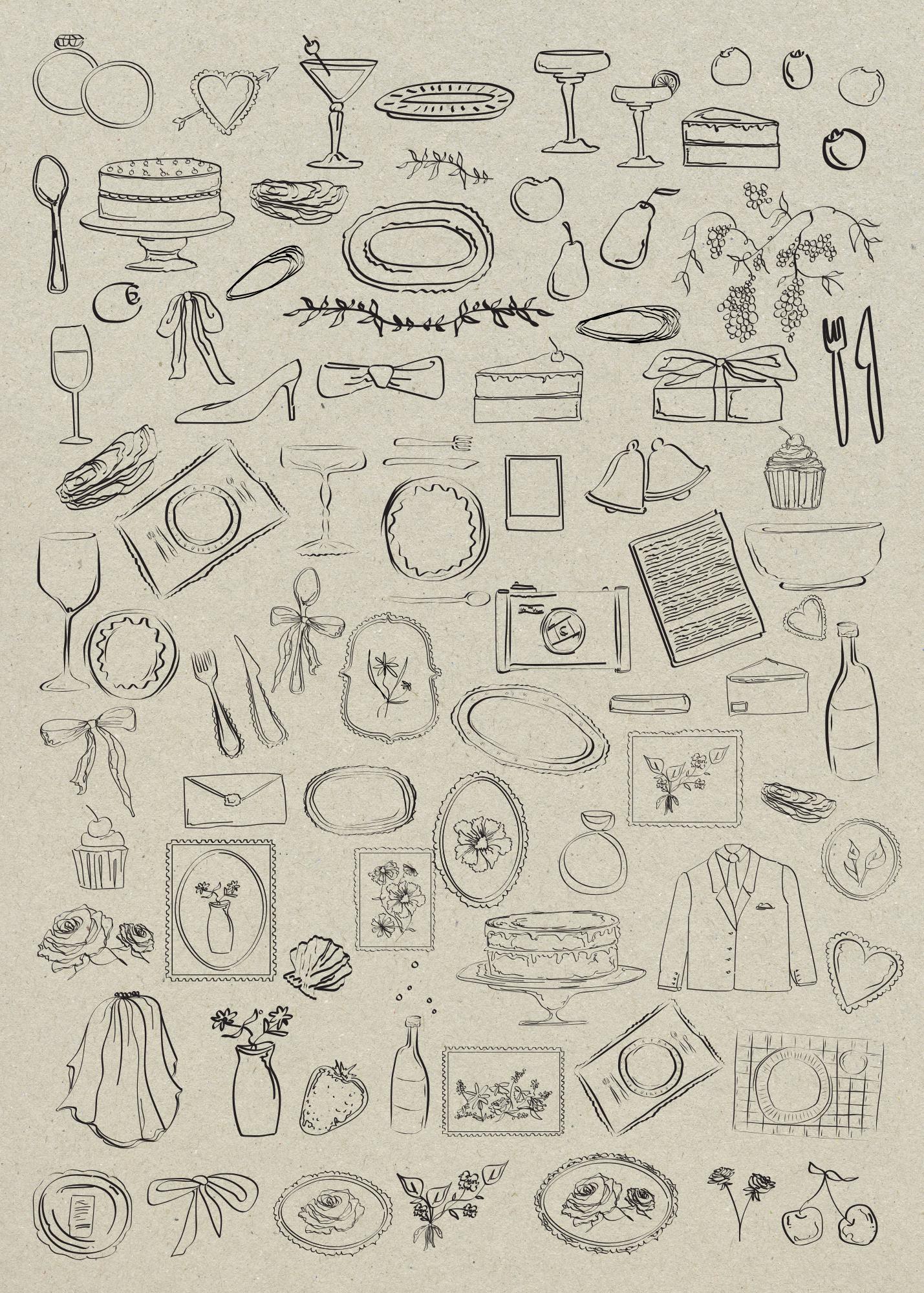 87 Black Minimalist Hand-drawn Event Icons | Customisable Digital Line ...