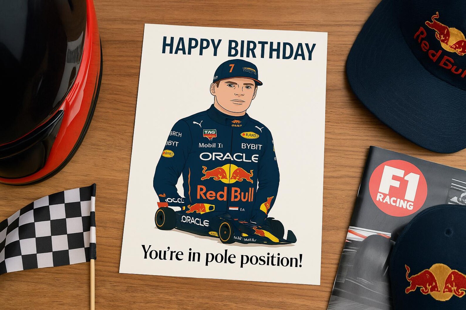 Racing Birthday Card Printable PDF | Folded Card in 5 Sizes | F1 Race ...