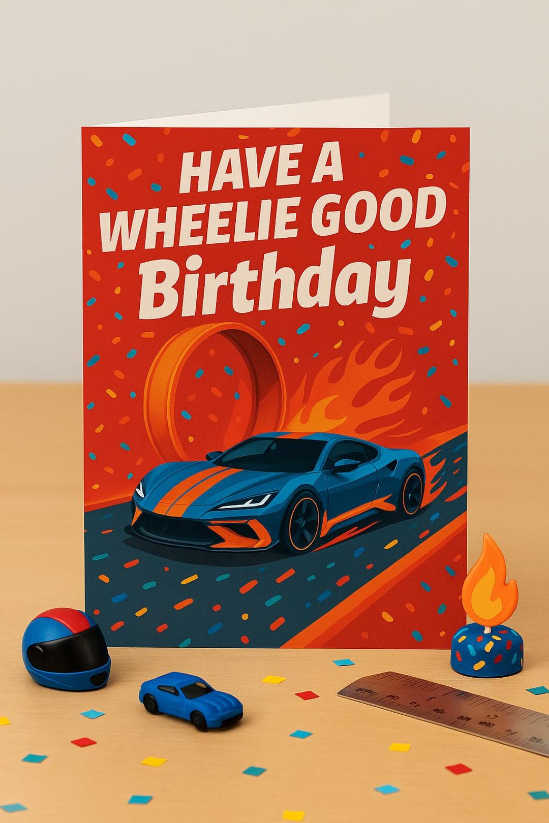 Printable Folded Birthday Card – Race Car Theme – Hot Wheels Style ...
