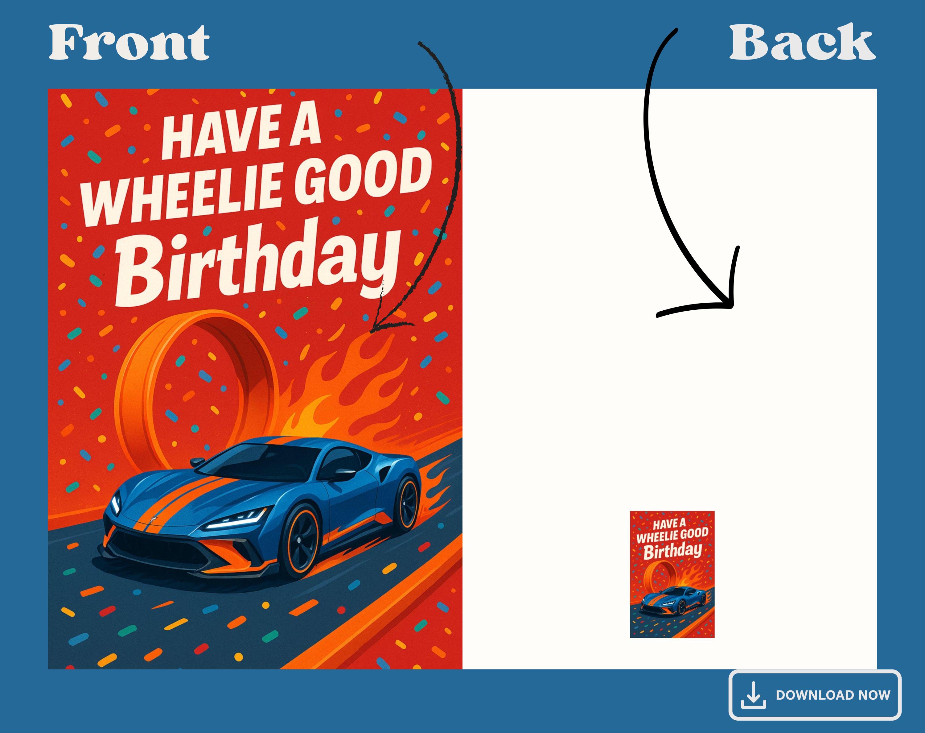 Printable Hot Cars Birthday Car | Race Car Greeting Card | Instant ...