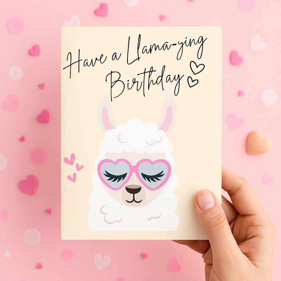 Llama Birthday Card Printable | Funny Folded Birthday Card for Kids or ...