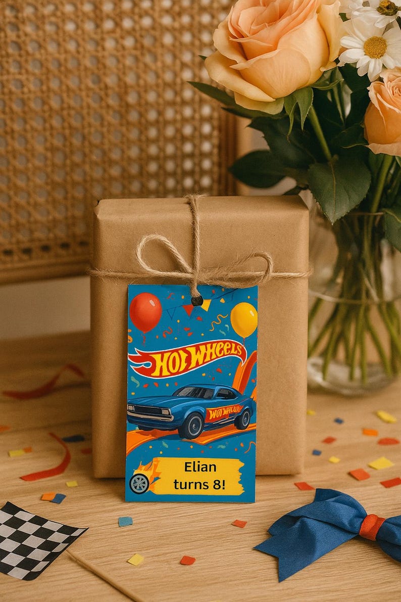Race Car Birthday Gift Tags | Racing Party Favors for Boys | Printable ...