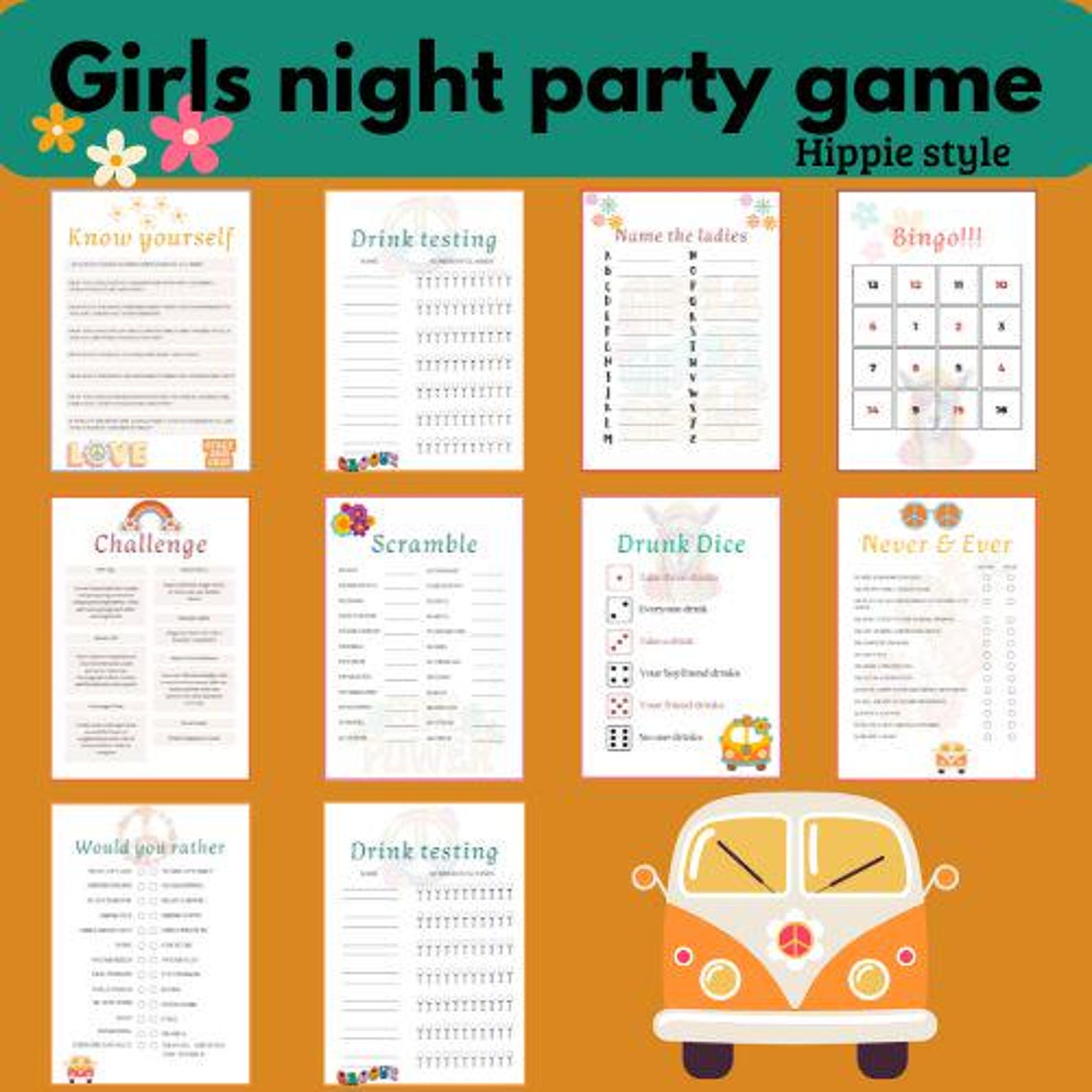 Printable Girls Night Game - Bachelorette Party Game - Fun Group ...