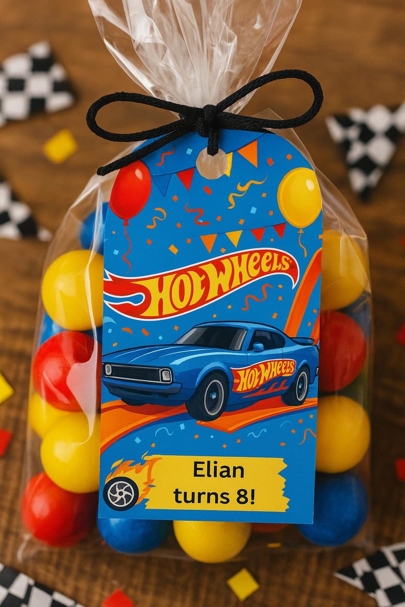 Race Car Birthday Gift Tags | Racing Party Favors for Boys | Printable ...