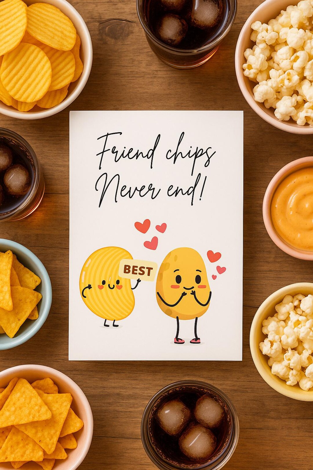 Funny Friendship Card Printable | Friend Chips Never End | Valentine ...
