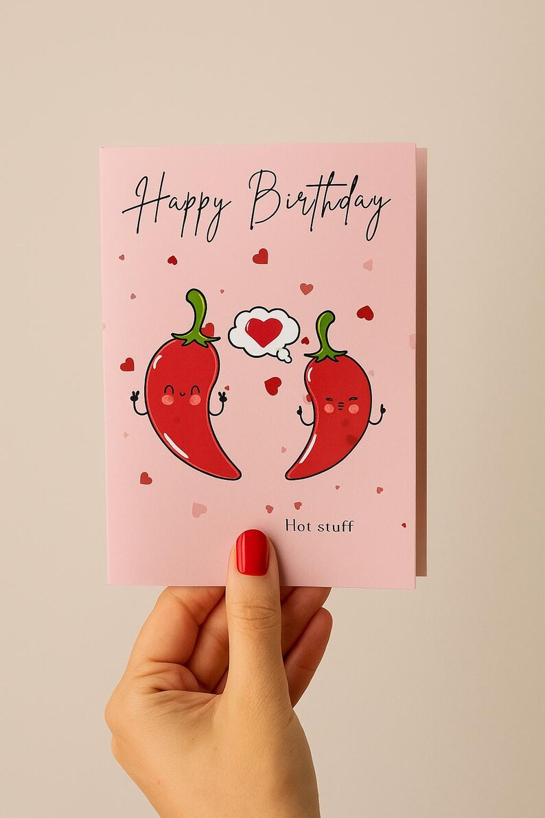 Funny Spicy Birthday Card Printable Chili Pepper Love Card Digital ...