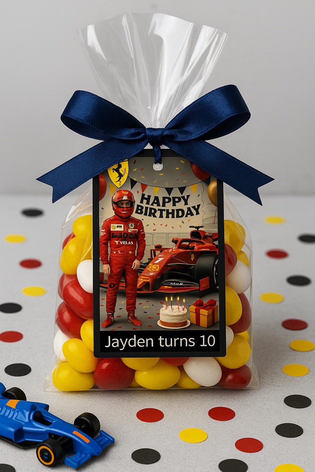 Race Car Birthday Gift Tag | Printable F1 Party Tag for Boys & Girls ...