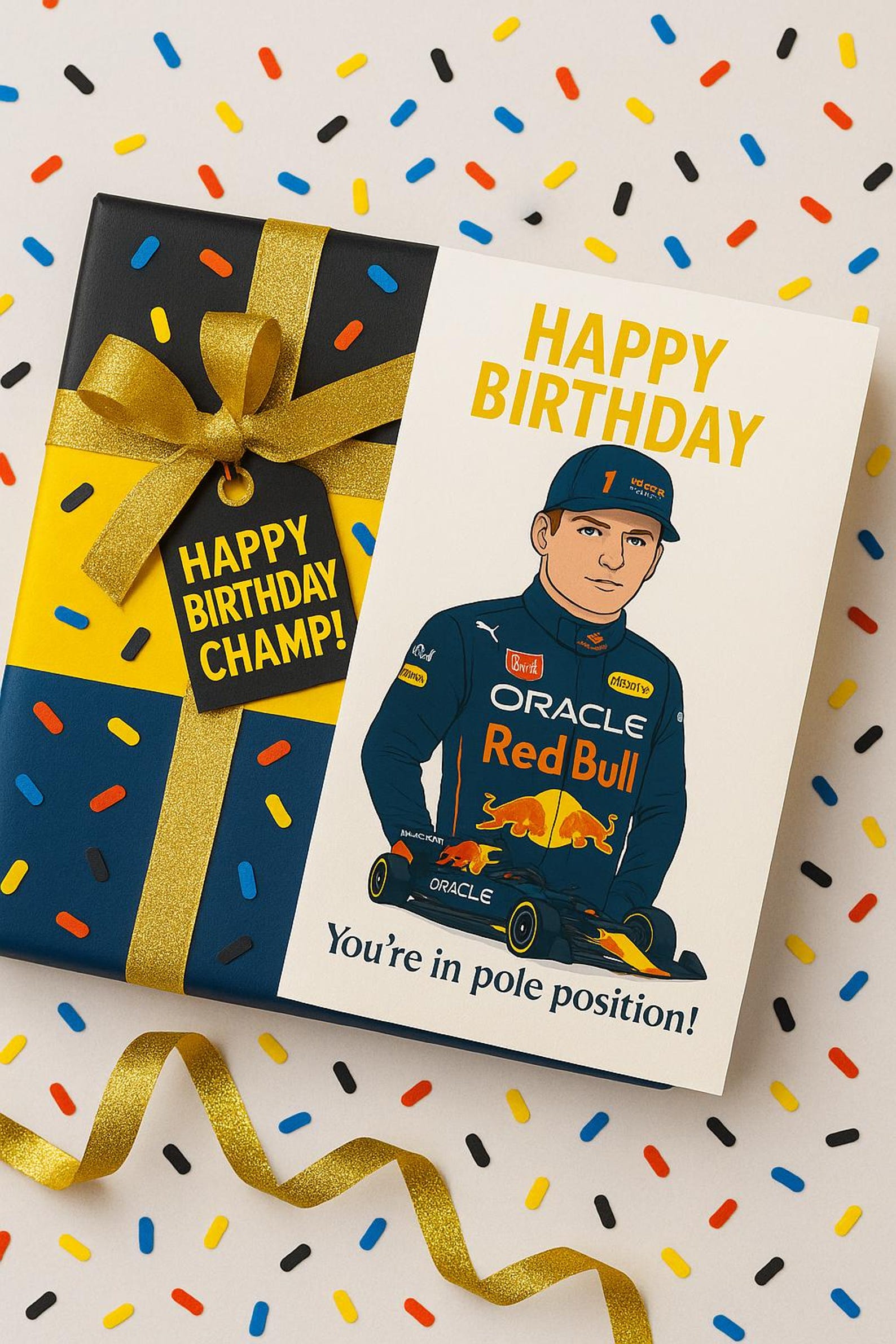 Racing Birthday Card Printable PDF | Folded Card in 5 Sizes | F1 Race ...