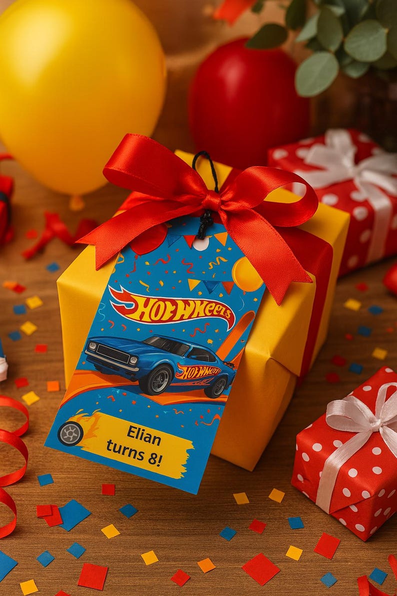 Race Car Birthday Gift Tags | Racing Party Favors for Boys | Printable ...