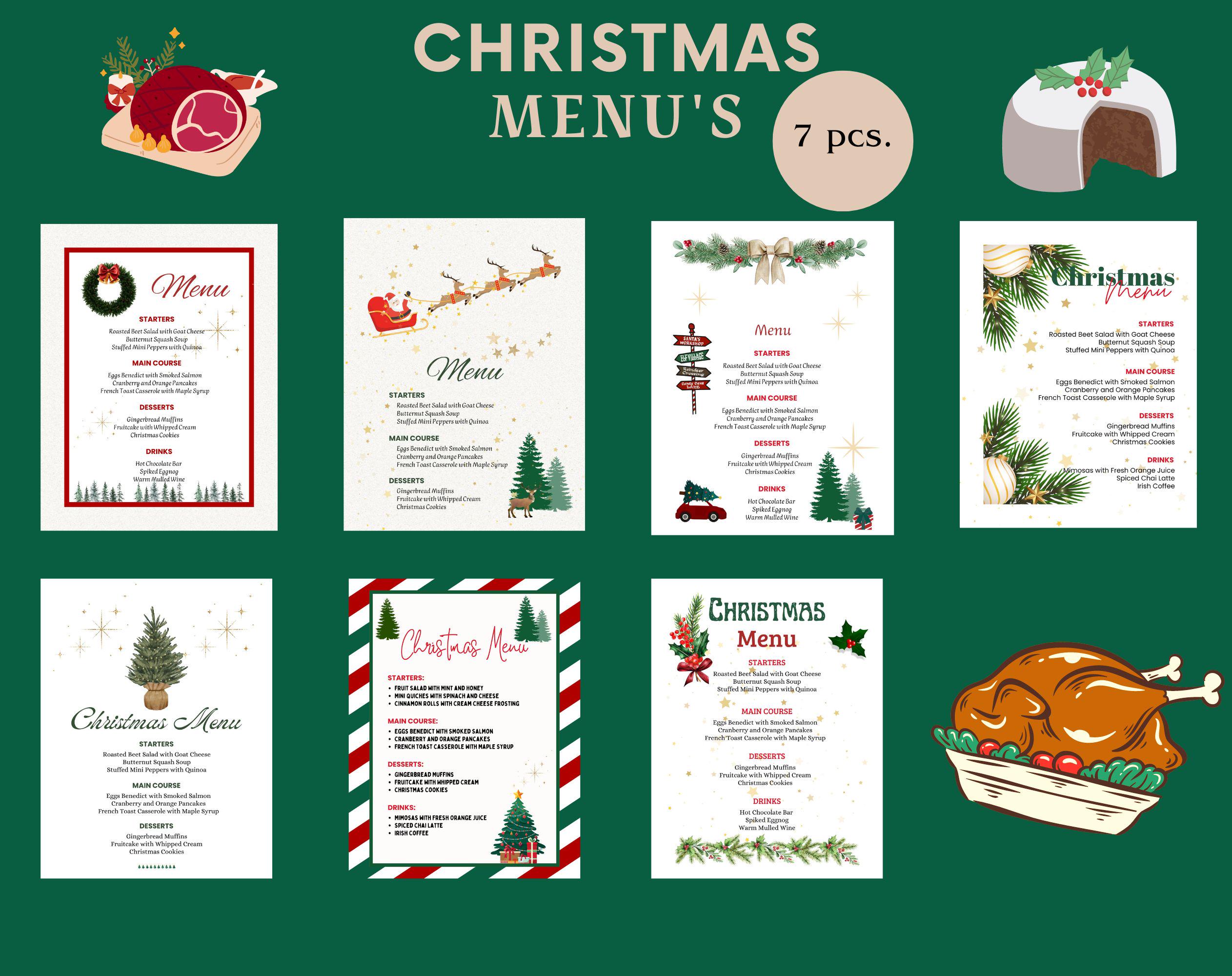 Editable Christmas Menu Template | Printable Holiday Party Menu ...