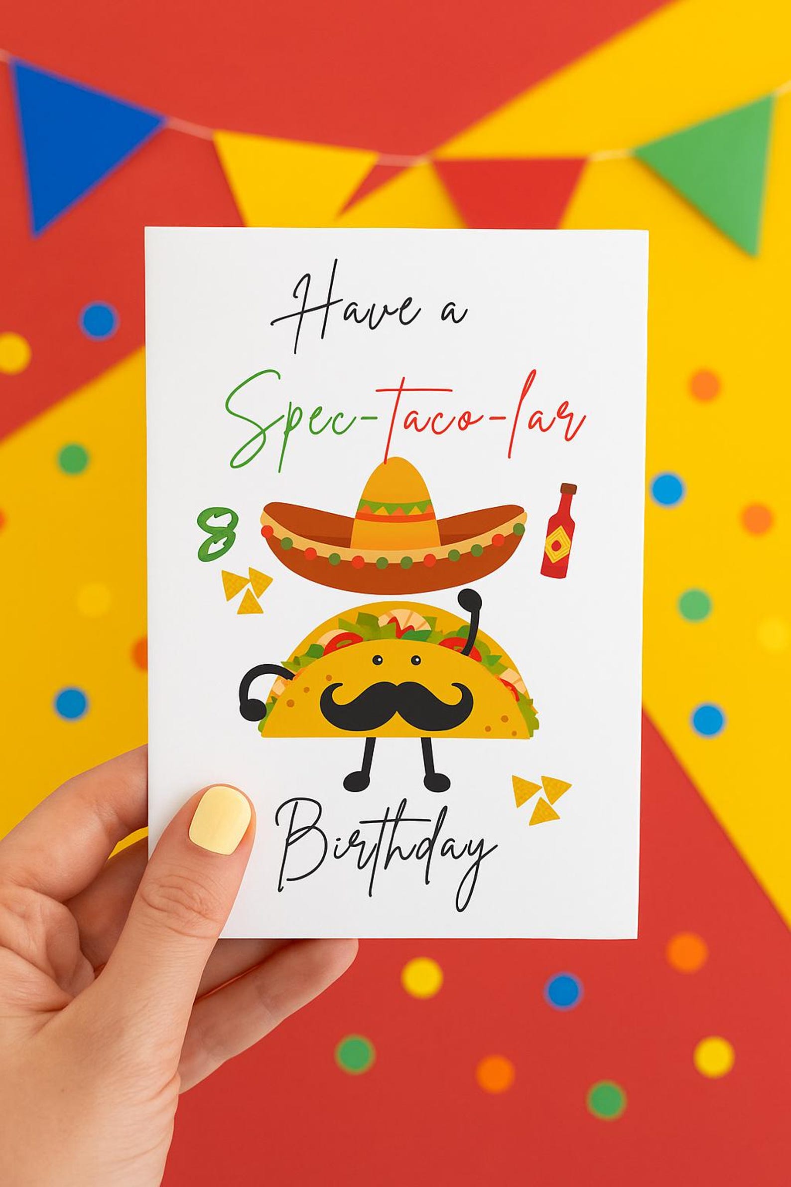 Funny Taco Birthday Card |fiesta Nacho Theme | Printable Digital ...