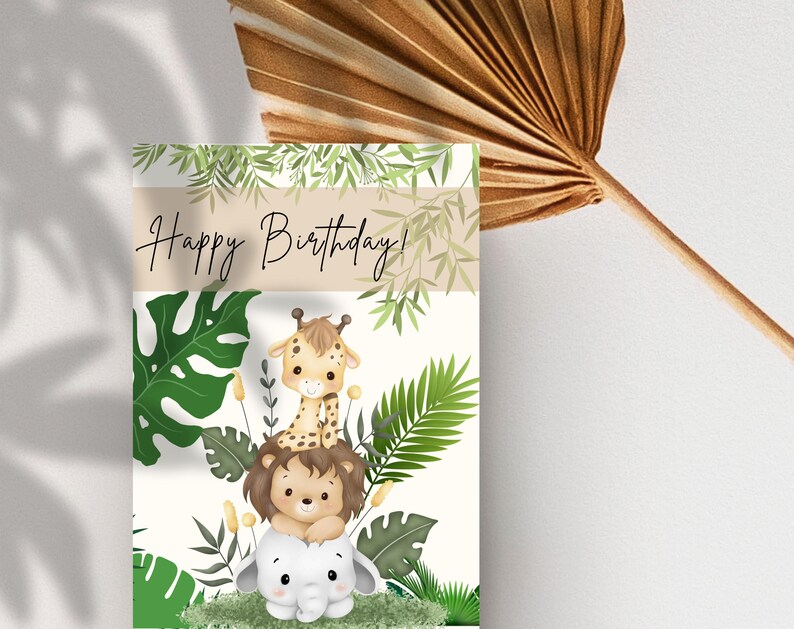 Safari Birthday Card – Printable Animal Card – Instant Download for ...