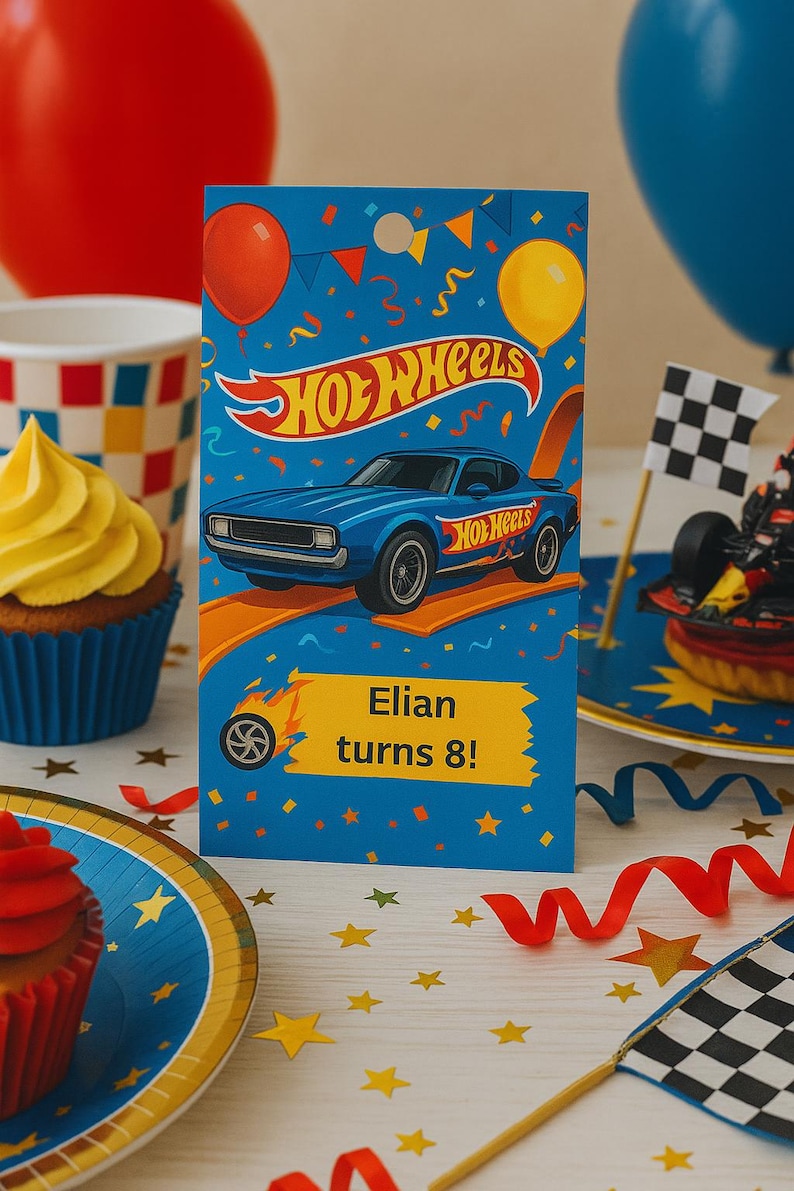 Race Car Birthday Gift Tags | Racing Party Favors for Boys | Printable ...
