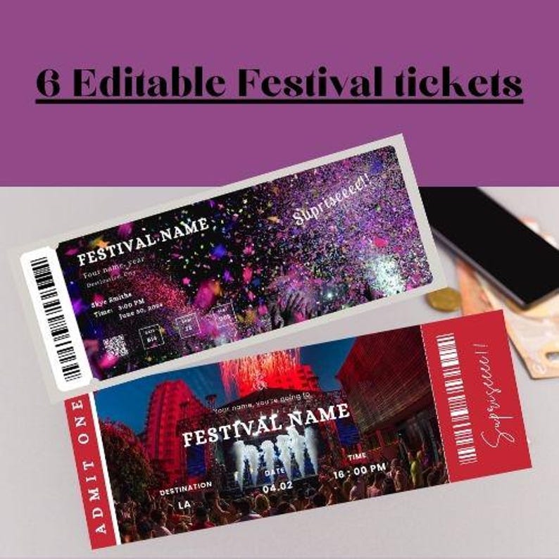 Personalised Concert Ticket - Festival Ticket - Surprise Event - Gift ...