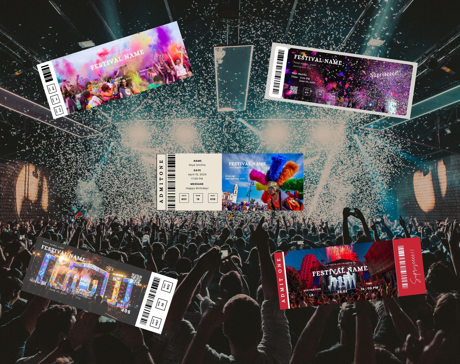 Personalised Concert Ticket - Festival Ticket - Surprise Event - Gift ...
