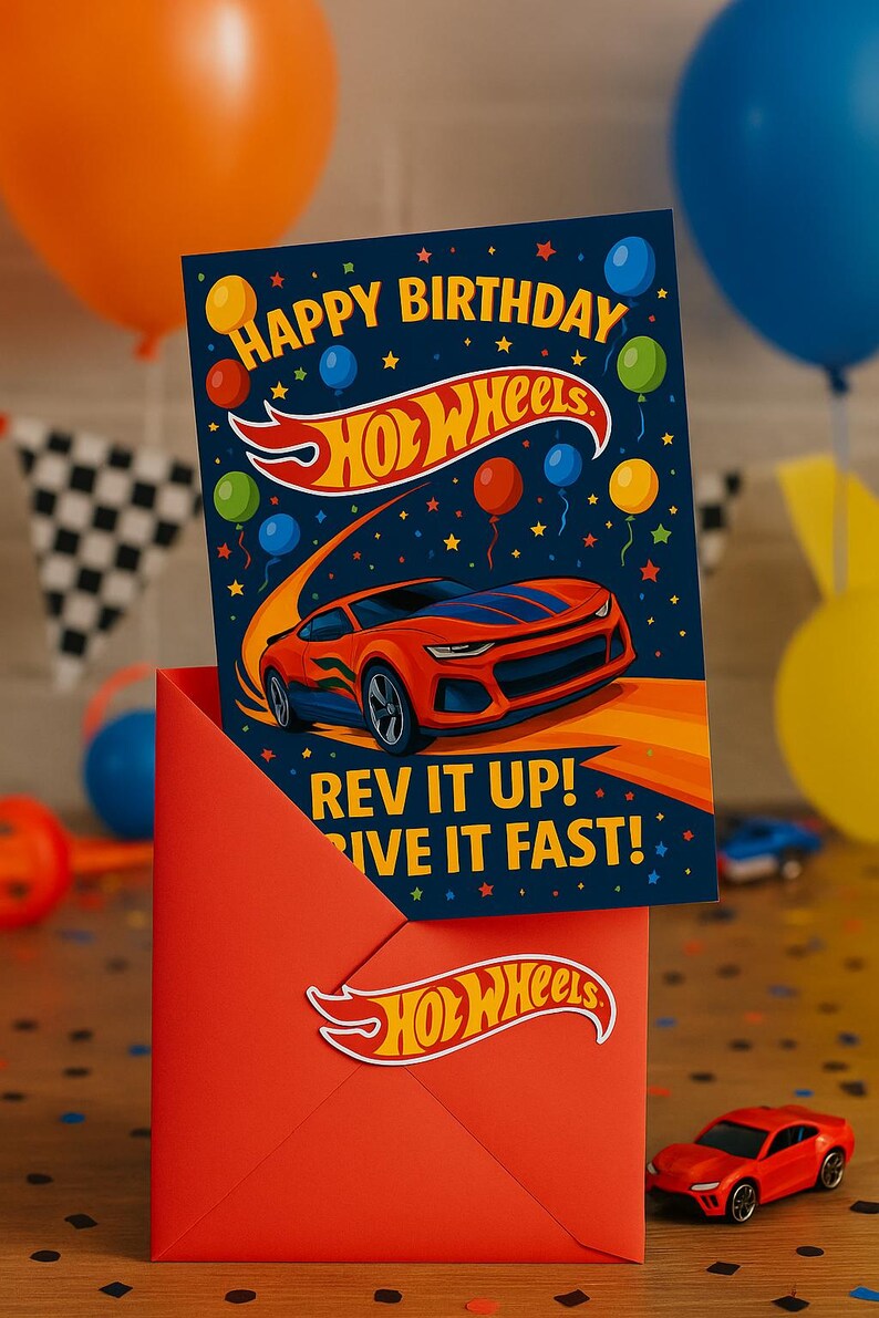 Race Car Birthday Card | Racing Party Printable | Editable PDF in 5 ...