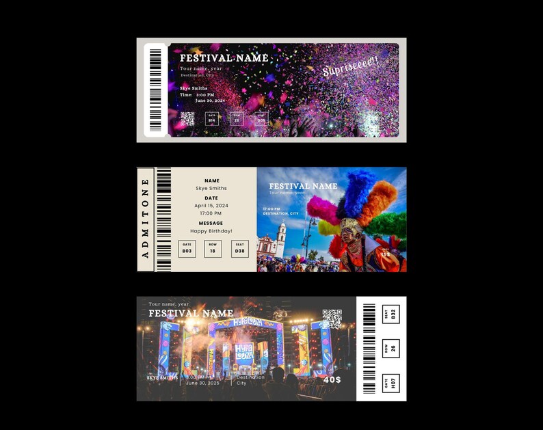 Personalised Concert Ticket - Festival Ticket - Surprise Event - Gift ...