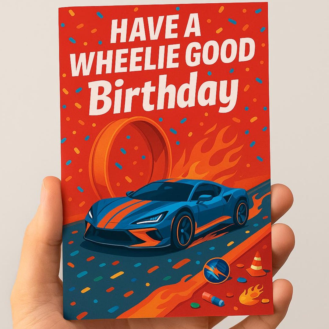 Printable Hot Cars Birthday Car | Race Car Greeting Card | Instant ...