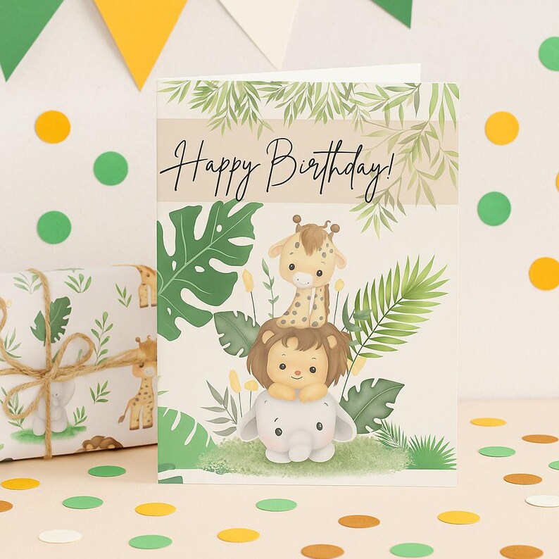 Safari Birthday Card – Printable Animal Card – Instant Download for ...