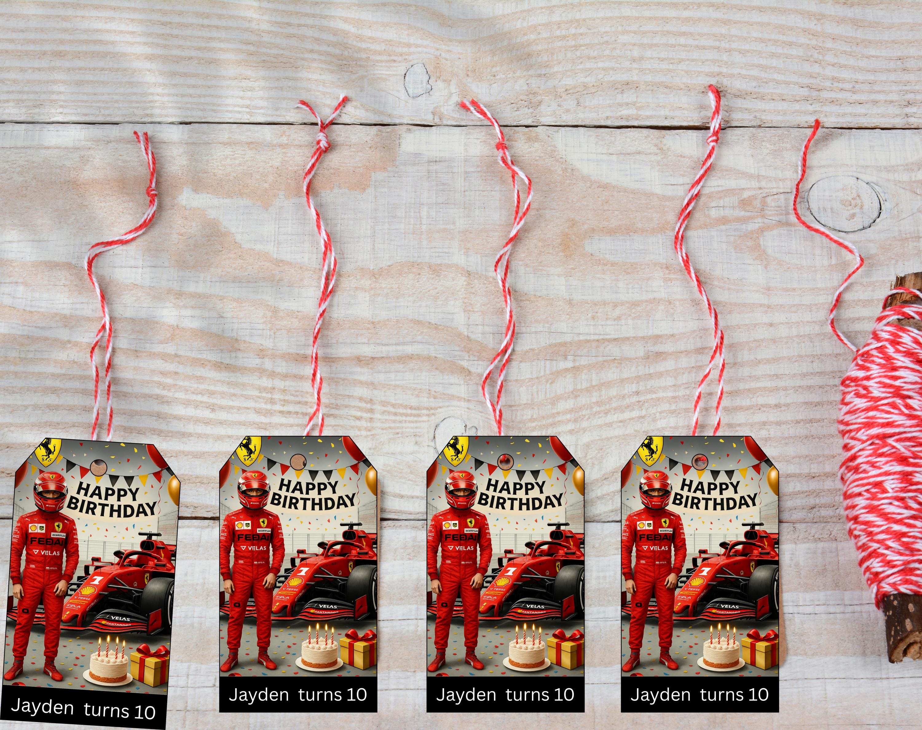 Race Car Birthday Gift Tags | F1 Theme Party Favors | Printable ...