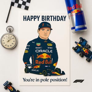 Racing Birthday Card Printable PDF | Folded Card in 5 Sizes | F1 Race ...
