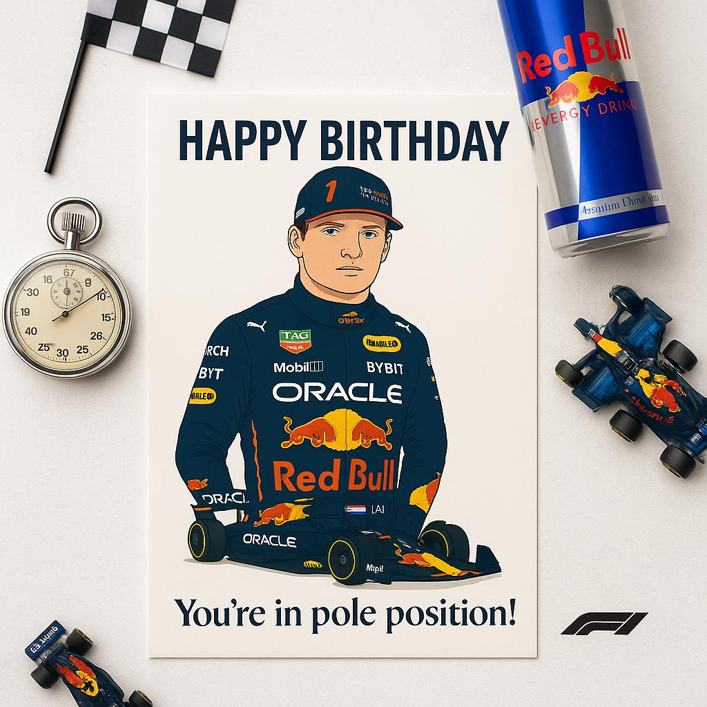 Racing Birthday Card Printable PDF | Folded Card in 5 Sizes | F1 Race ...