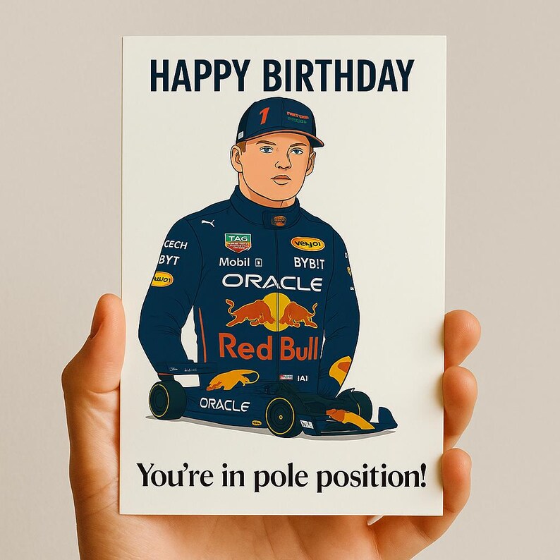 Racing Birthday Card Printable PDF | Folded Card in 5 Sizes | F1 Race ...