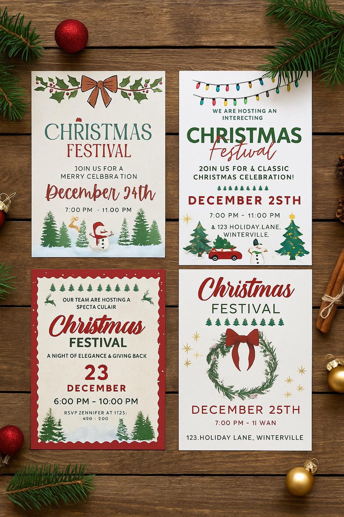 Editable Christmas Flyer Bundle | Printable Holiday Festival Posters ...