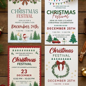 Editable Christmas Flyer Bundle | Printable Holiday Festival Posters ...