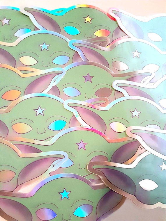 Mystical Alien Star Child Holographic Vinyl Sticker - Etsy