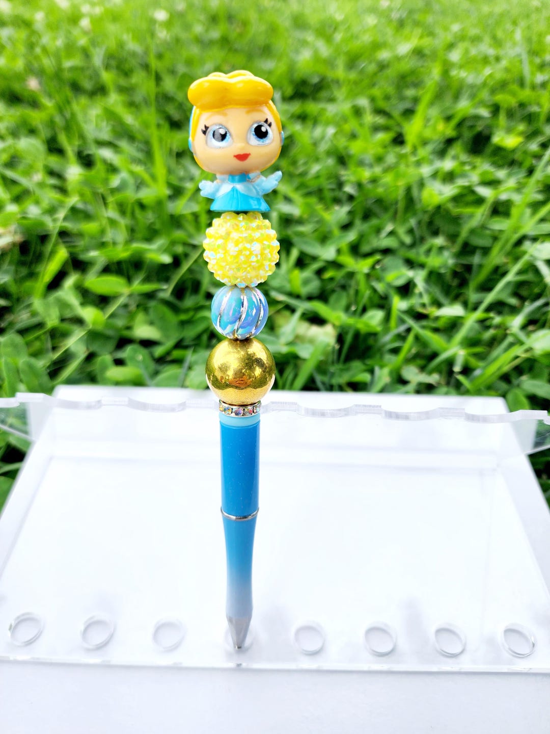 Cinderella Beaded Pen Princess Pen Blue Bead Pen Cute Gift for Girls ...