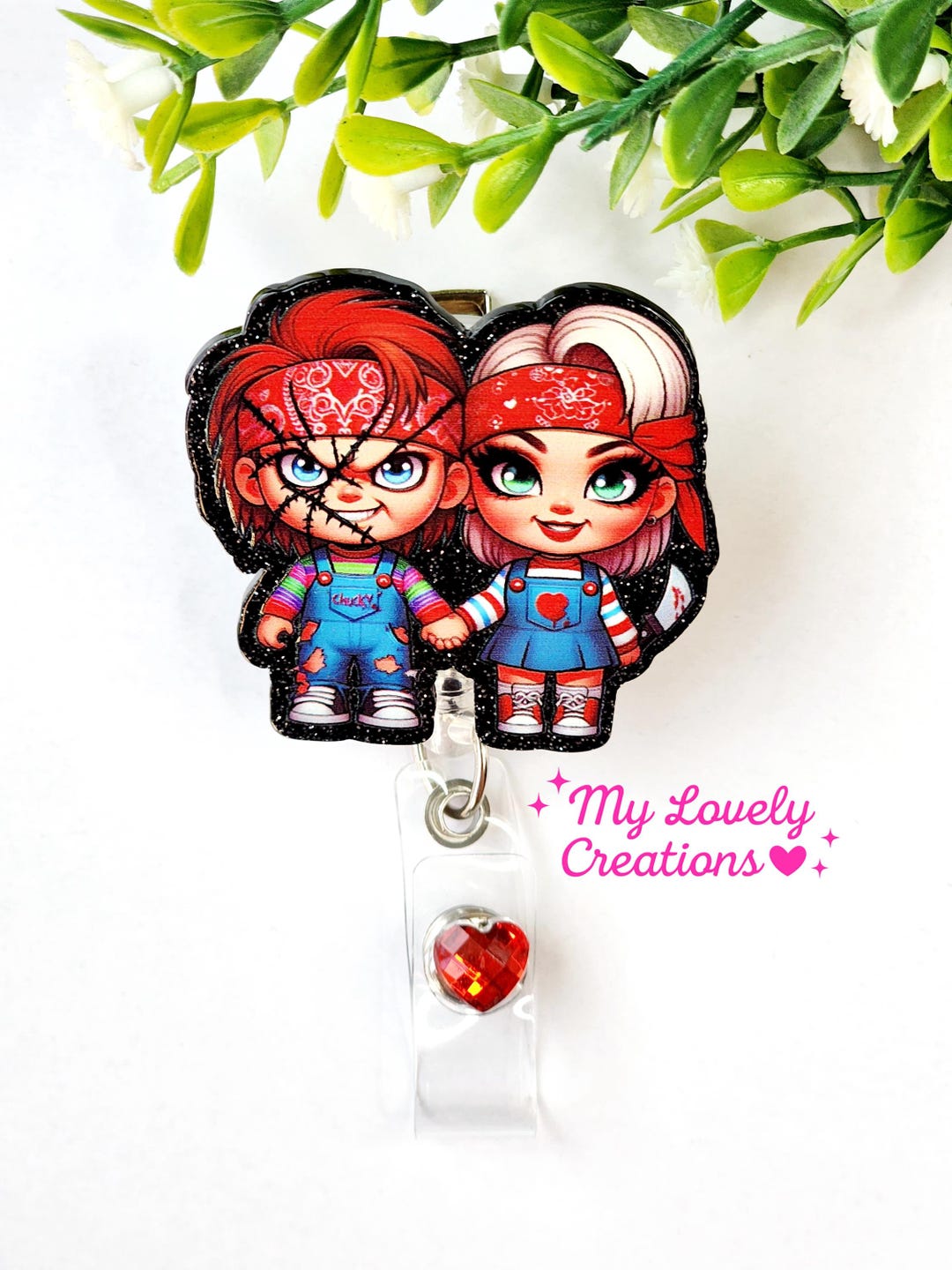 Chucky and Tiffany Inspired Badge Reels Horror Movie Couple Badge Reel ...