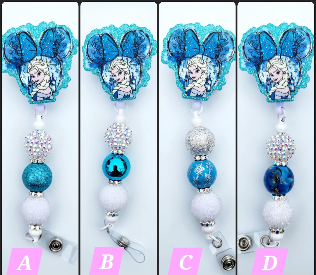 Frozen Elsa Character Beaded Badge Reel, Retractable ID, Medical ...