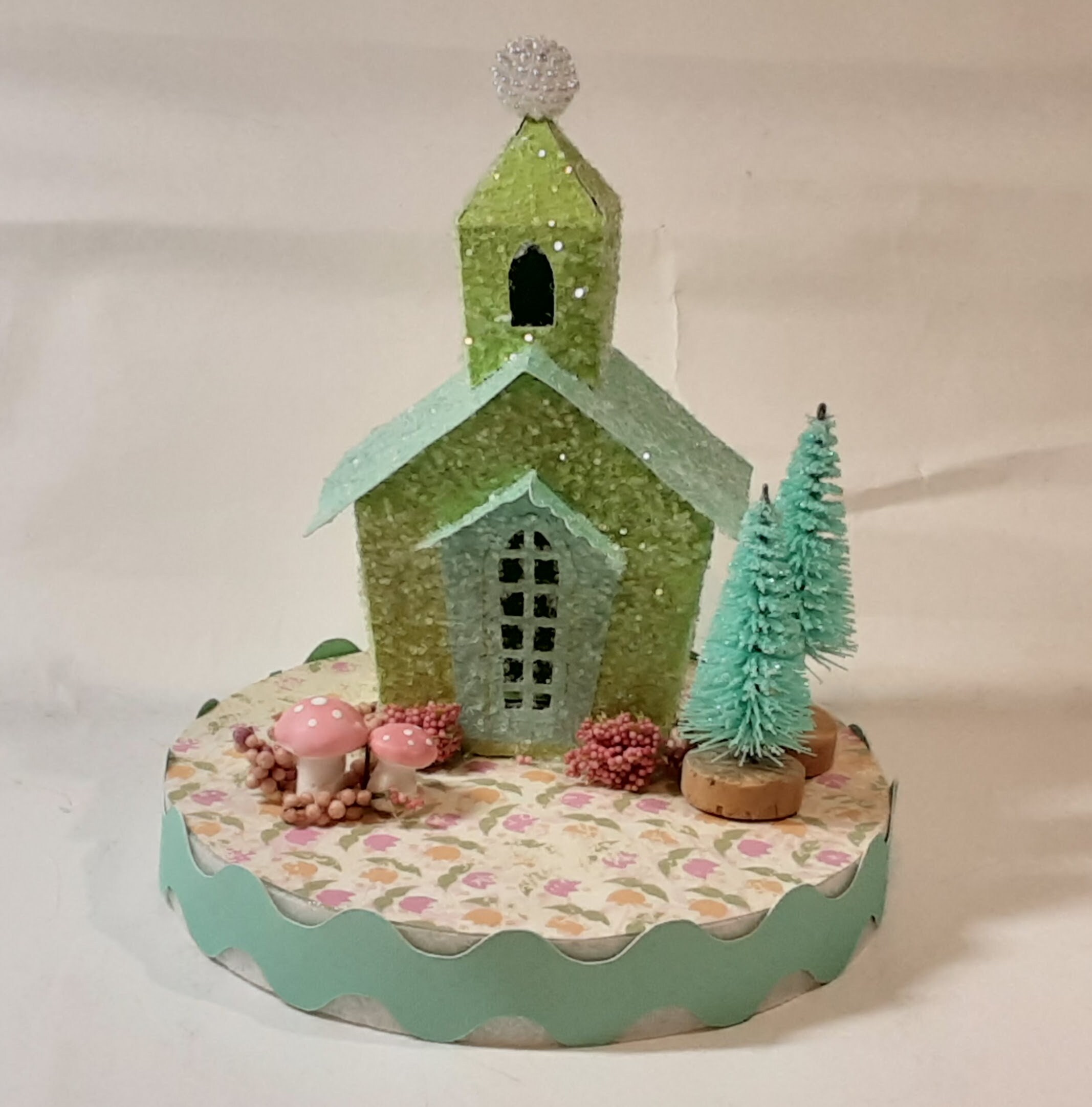 Handcrafted Easter/spring Putz-style Glitter Church Display - Etsy