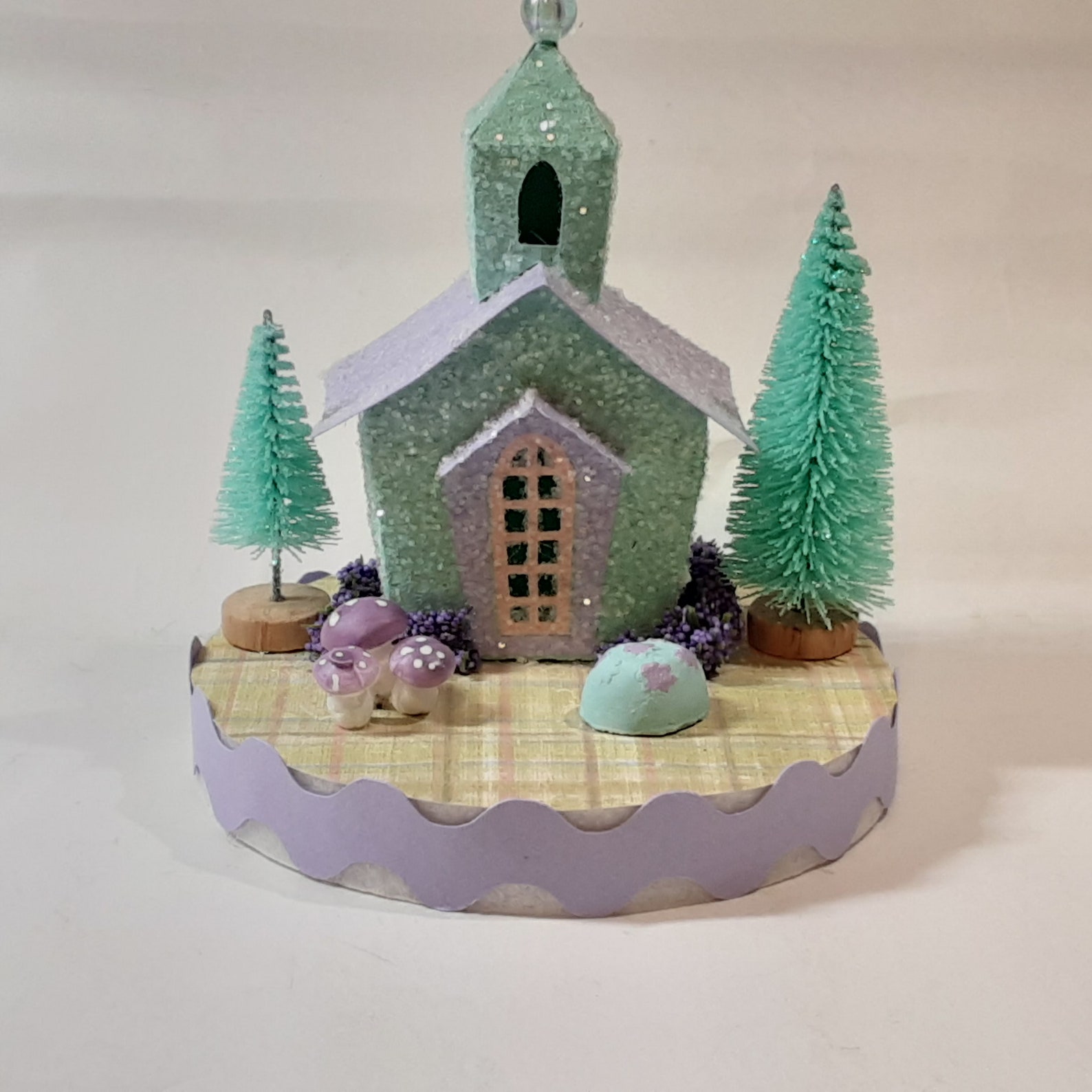 Handcrafted Easter/spring Putz-style Glitter Church Display - Etsy