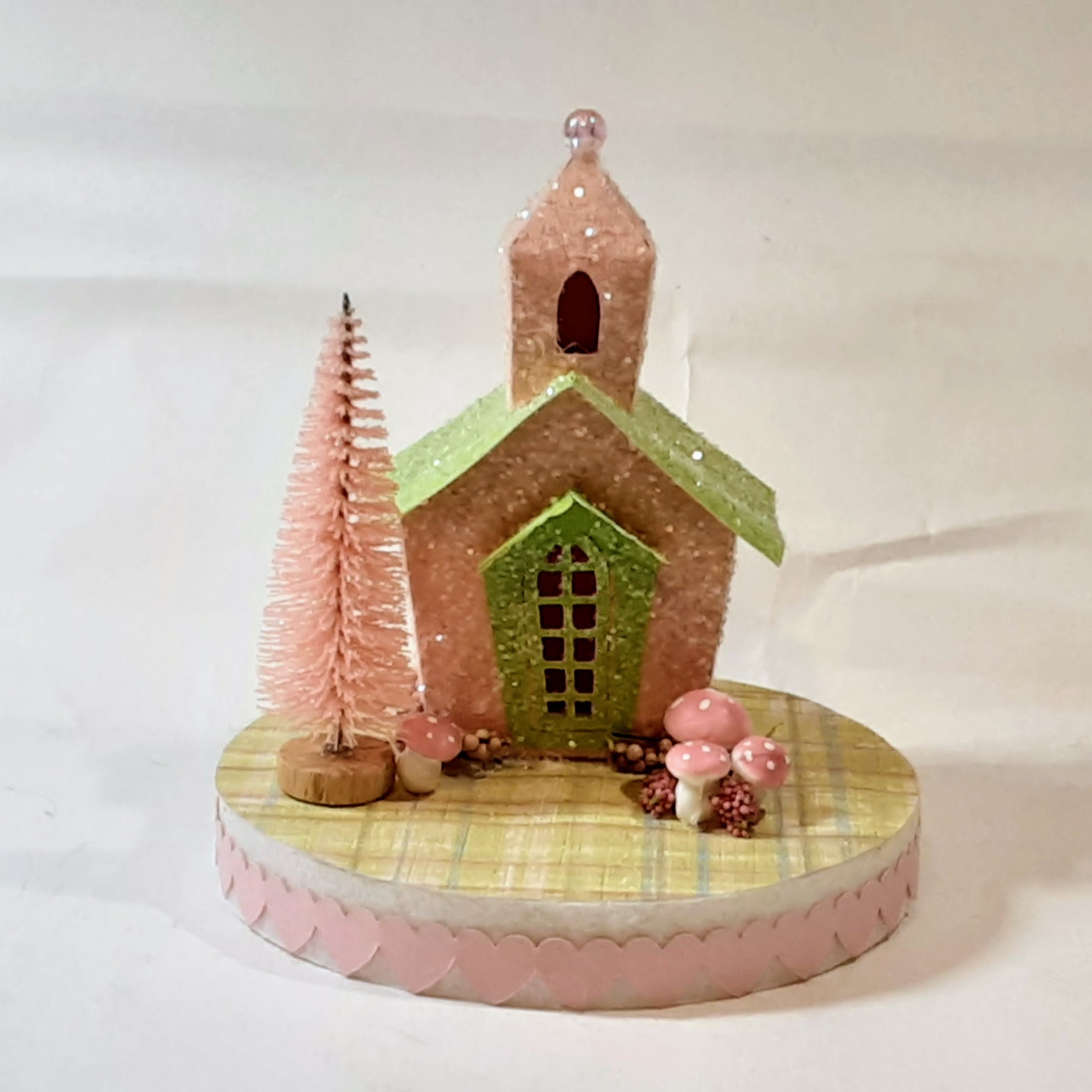 Handcrafted Easter/spring Putz-style Glitter Church Display - Etsy